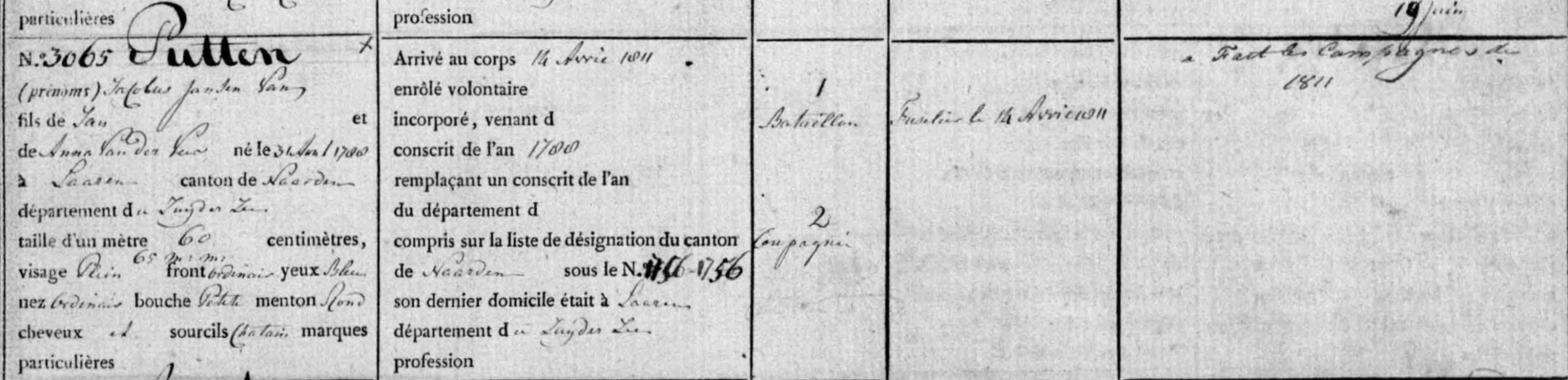 Putten van, Jacobus Jansen - In Dienst van Napoleon